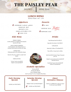 Menu - The Paisley Pear