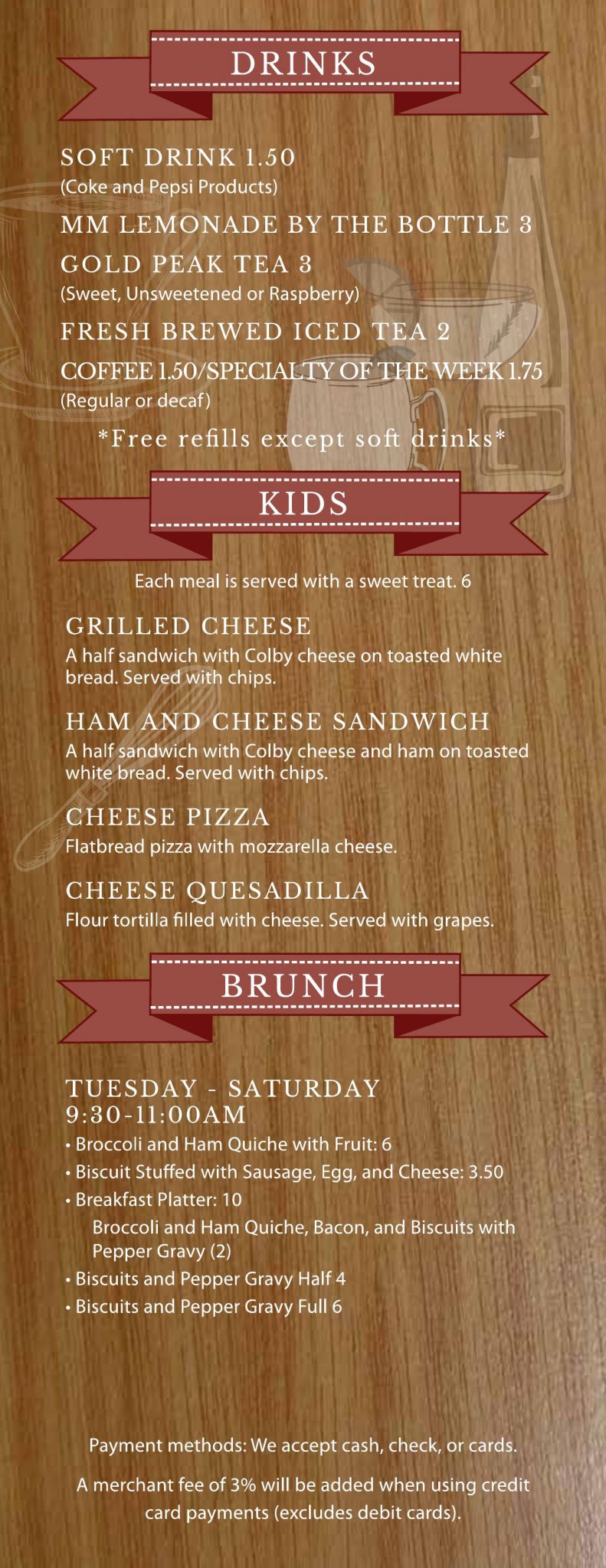 Menu - The Paisley Pear