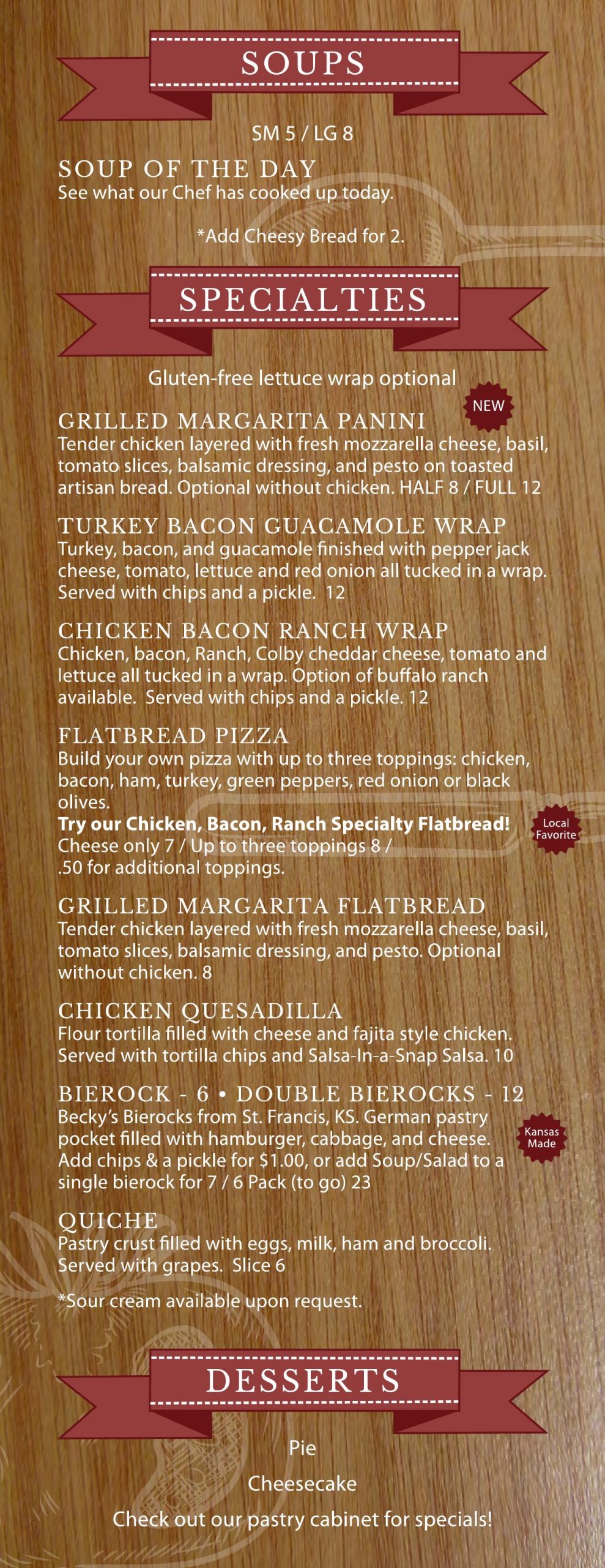 Menu - The Paisley Pear