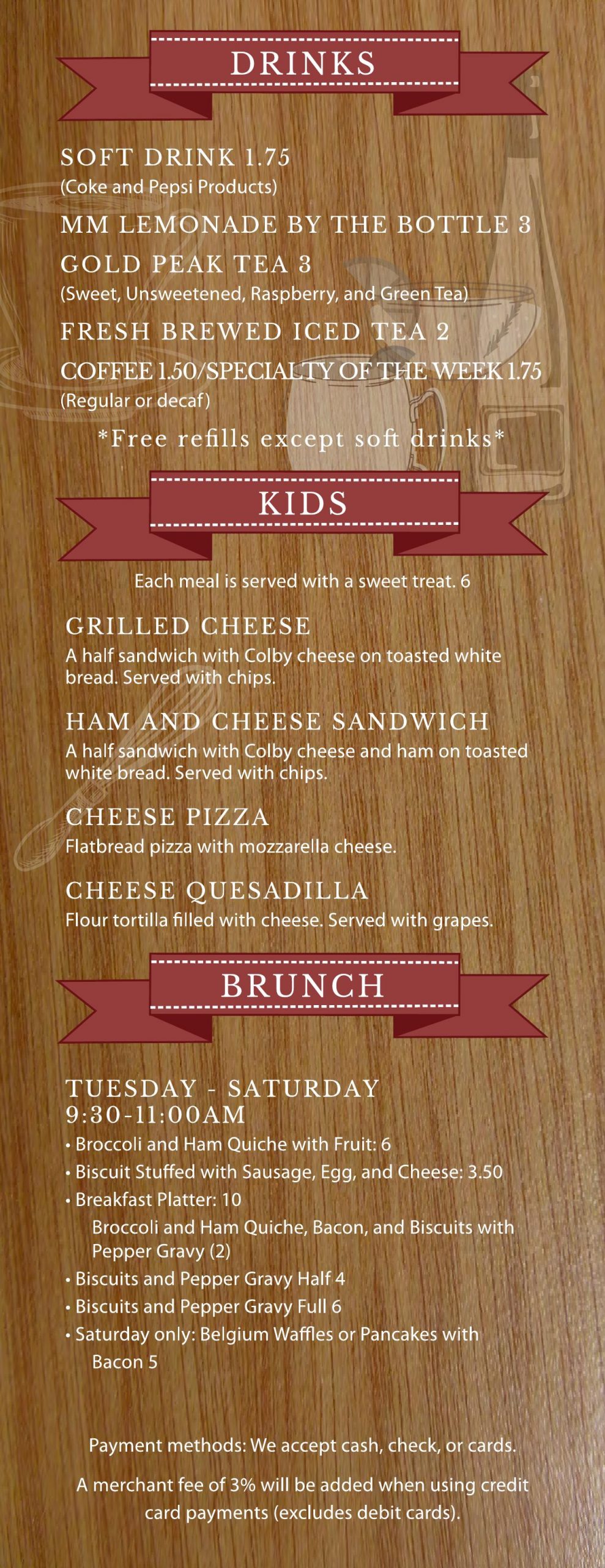 Menu - The Paisley Pear