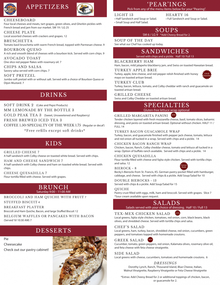 Menu - The Paisley Pear