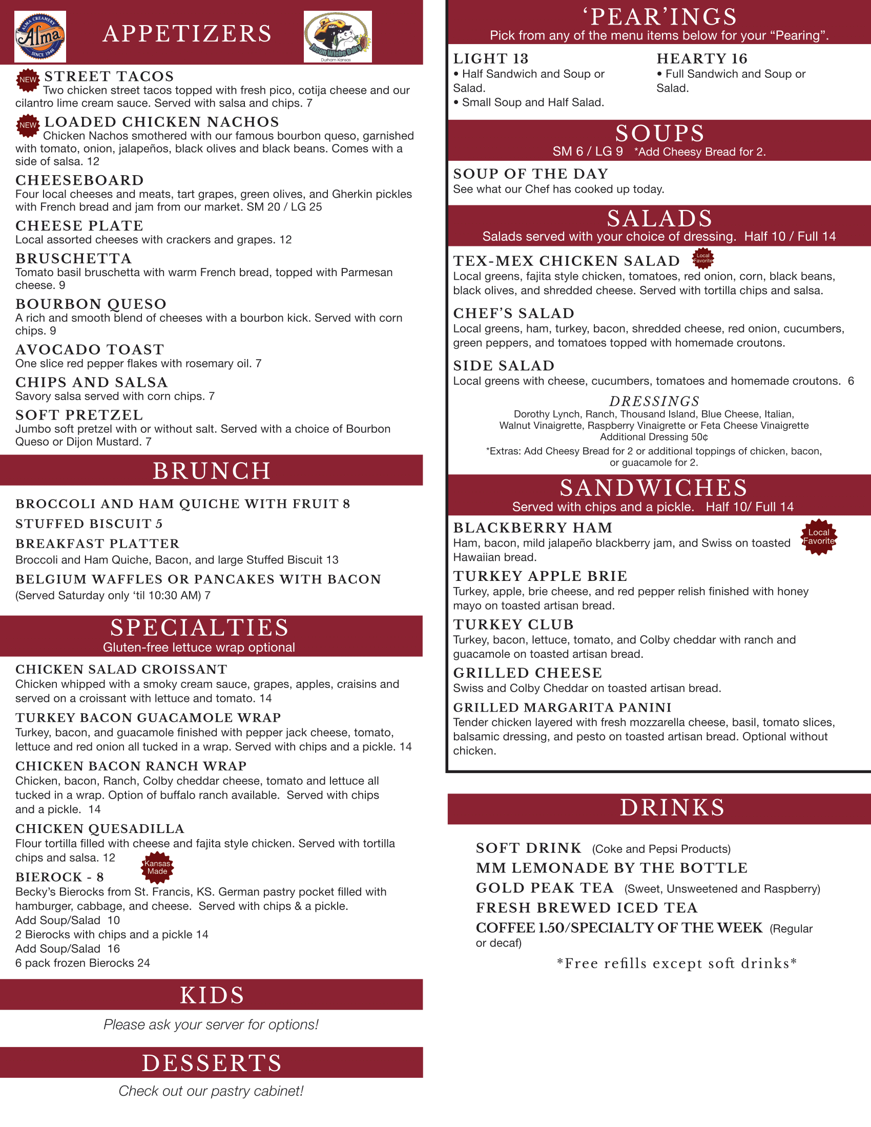 Menu - The Paisley Pear